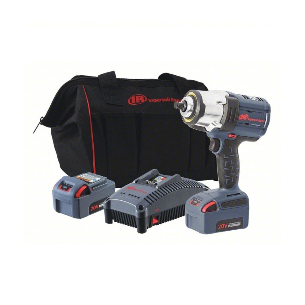 Llave de impacto inalámbrica de 20 V 1/2 pulgada, kit de 2 baterías Ingersoll Rand W7152-K22 ...
