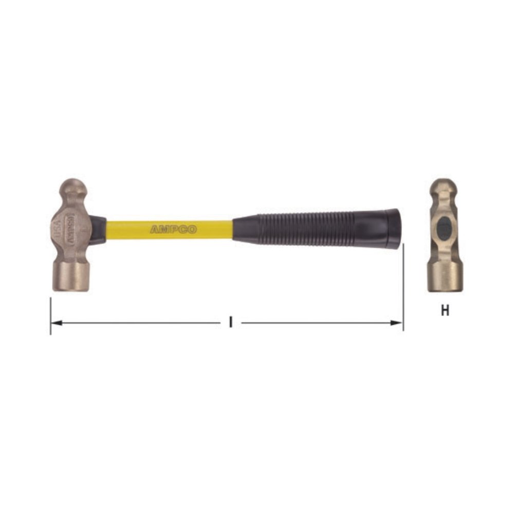 Martillo Antichispa y mango de fibra de vidrio AMPCO H-3FG | SUMICALI